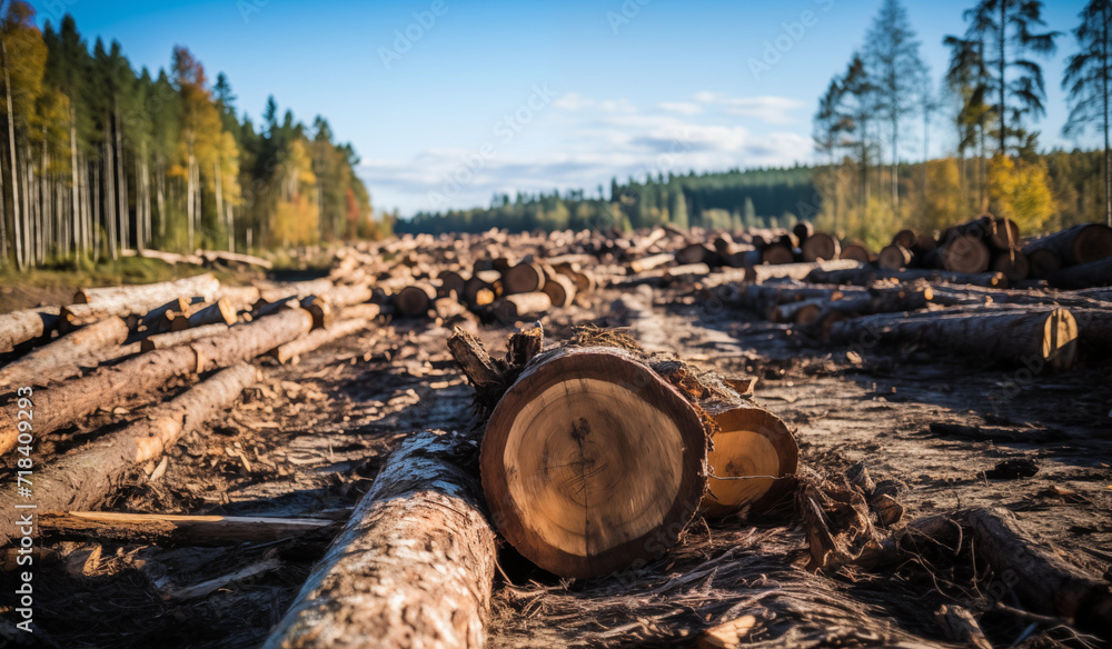 Deforestation illustration - wood cut impact on environment - climate ...