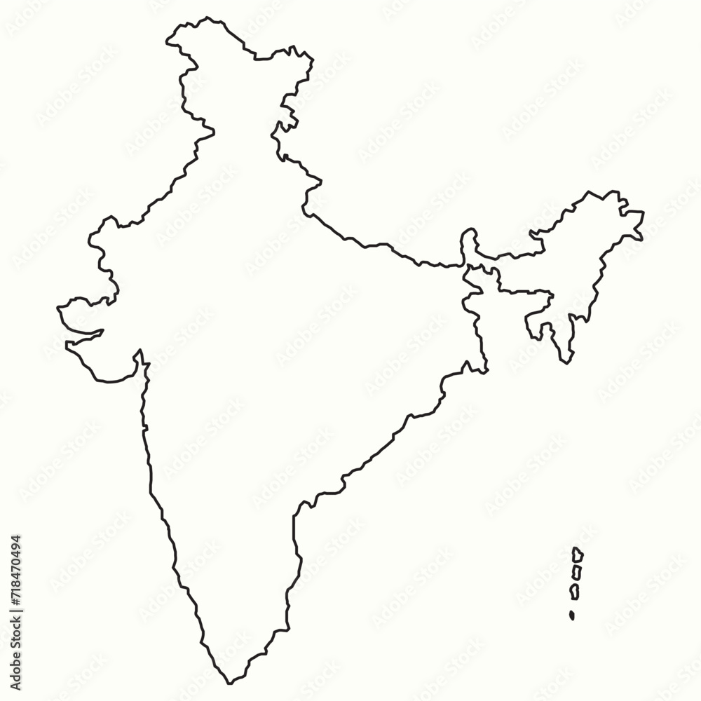 India vector map isolated on white background. India's outline border ...