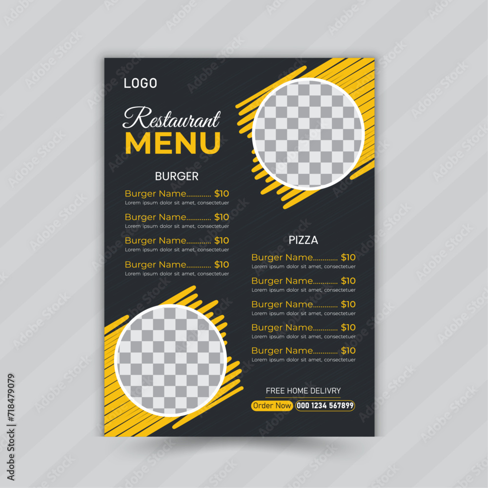 Food Menu Flyer Design Template and restaurant menu. Vector ...
