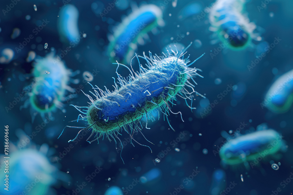 Bacteria diversity under microscopic magnification background ...