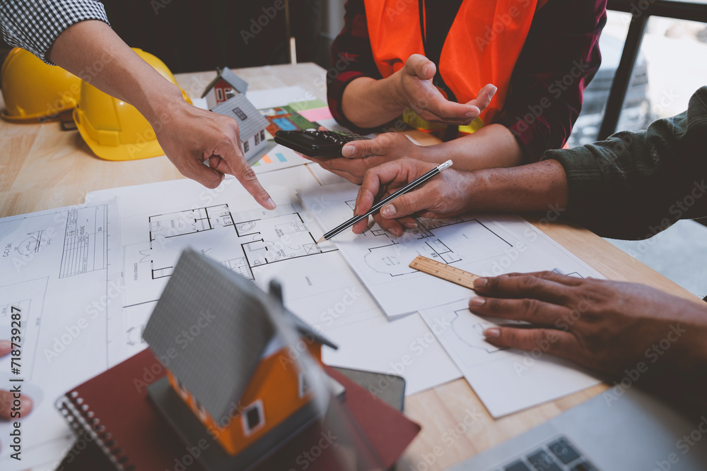 Architects, engineers, designers teams work on concept, planning ...