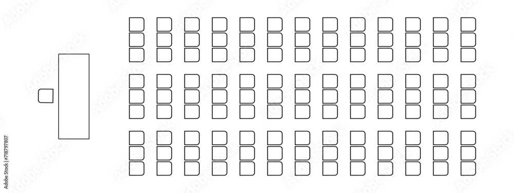 Graphic schema of seats in lectorium, meeting, conference, training ...
