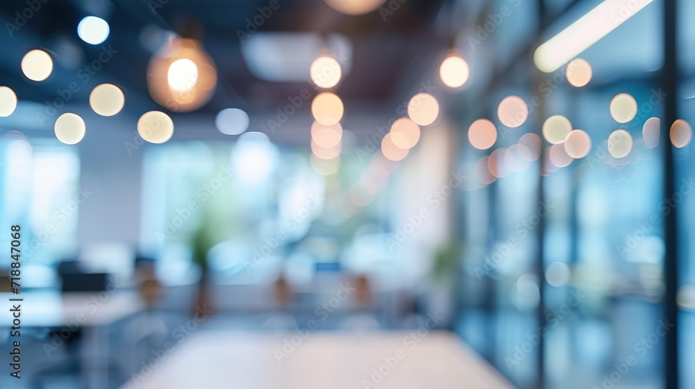 Abstract blurred office interior room. blurry working space with ...