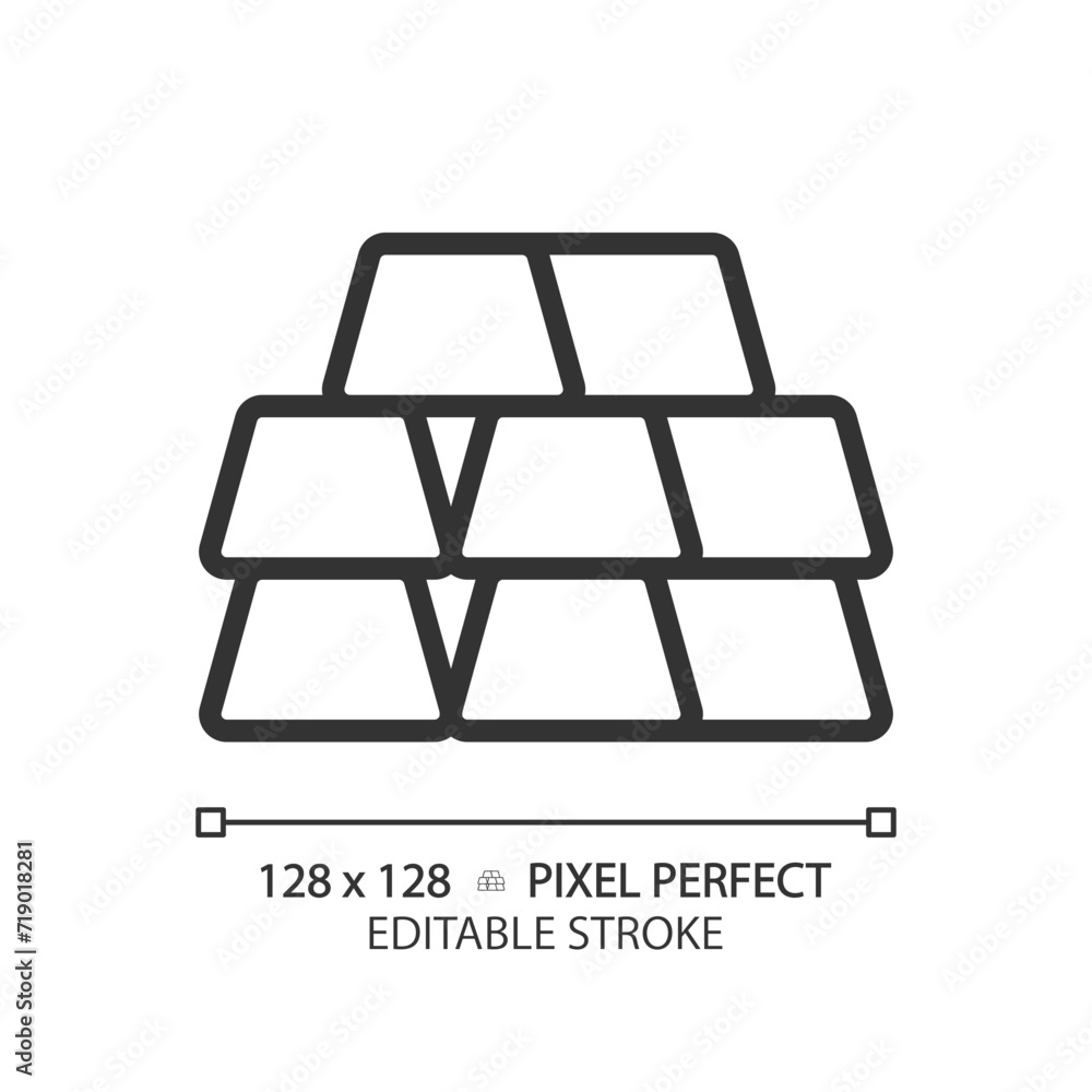Precious metal ingots linear icon. Expensive rich souvenirs. Banking ...