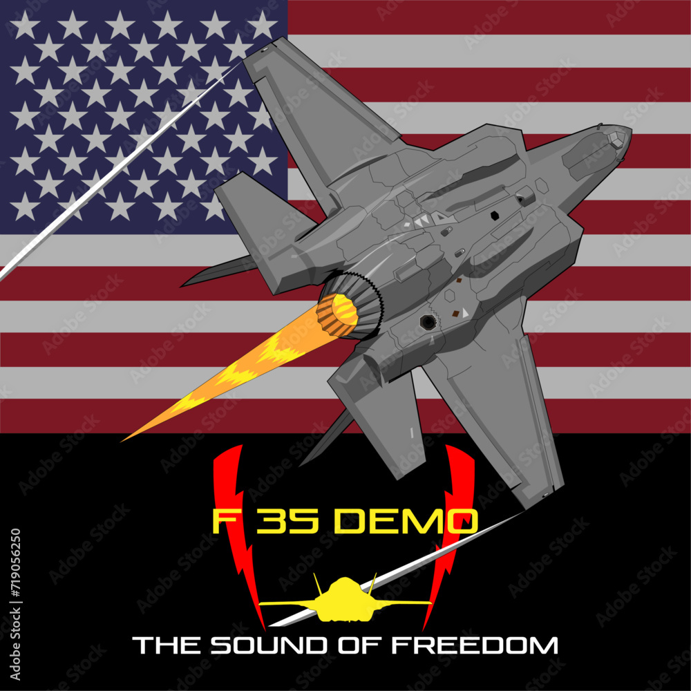 F-35A Lightning II Inverted Pass with Afterburner - Vector Drawing ...