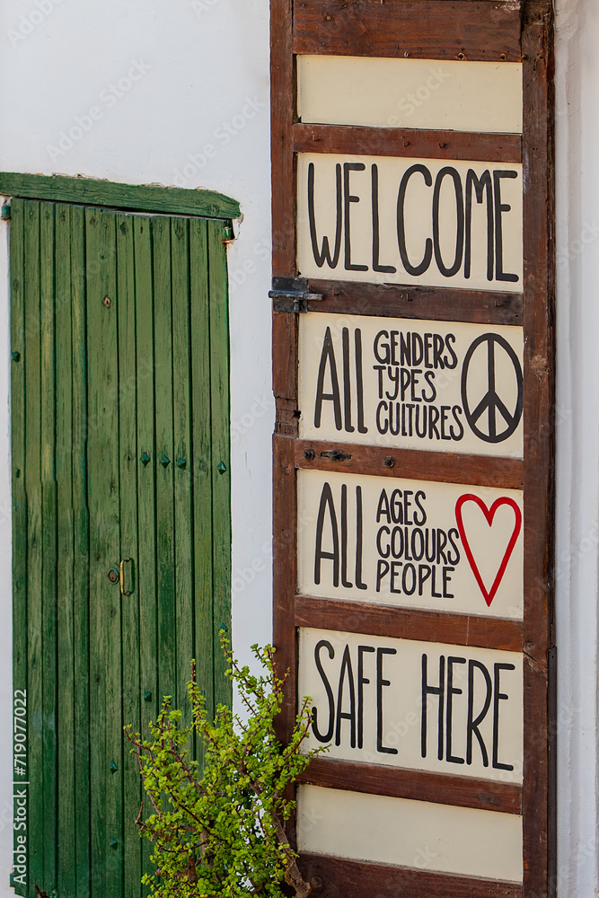 welcome poster for all kinds of gender, culture, people, colors ...