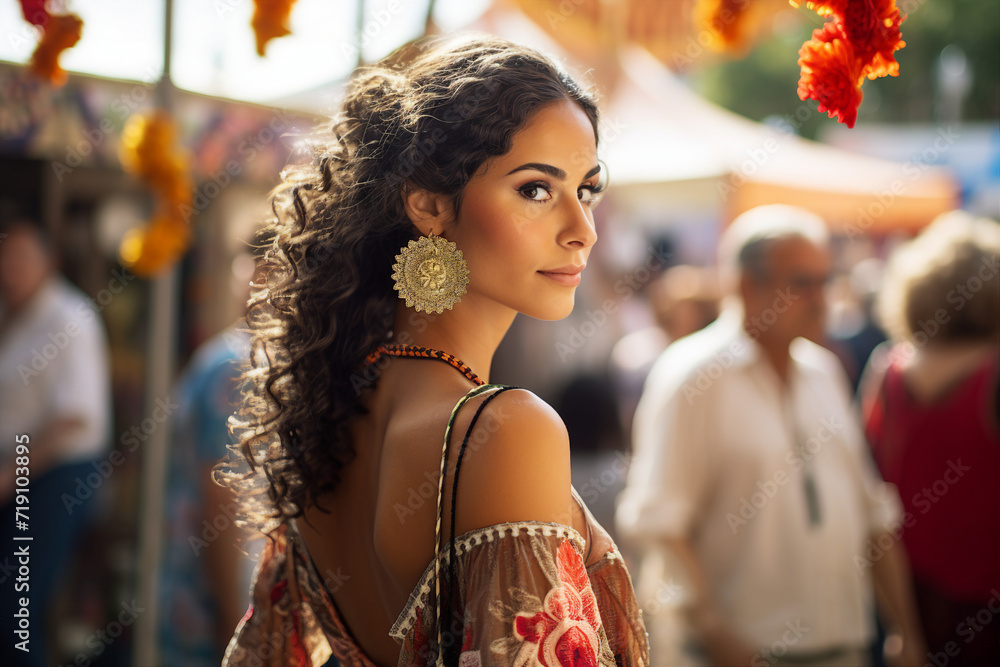 Generative AI photo of gorgeous lady wearing a vibrant mexican costume ...