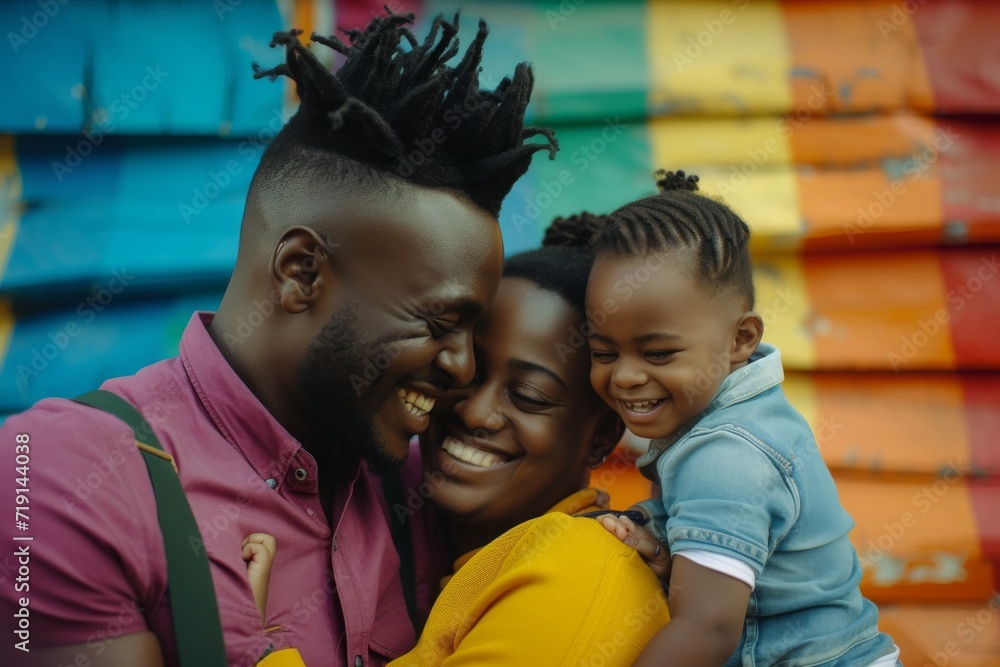 An LGBT+ couple with a child, portraying a happy and loving family ...