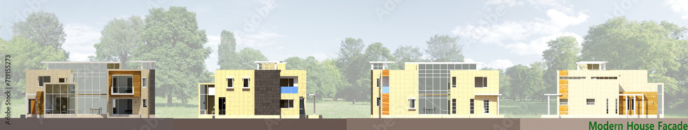 2D Rendering of a cubic marble finish single house elevation Stock ...