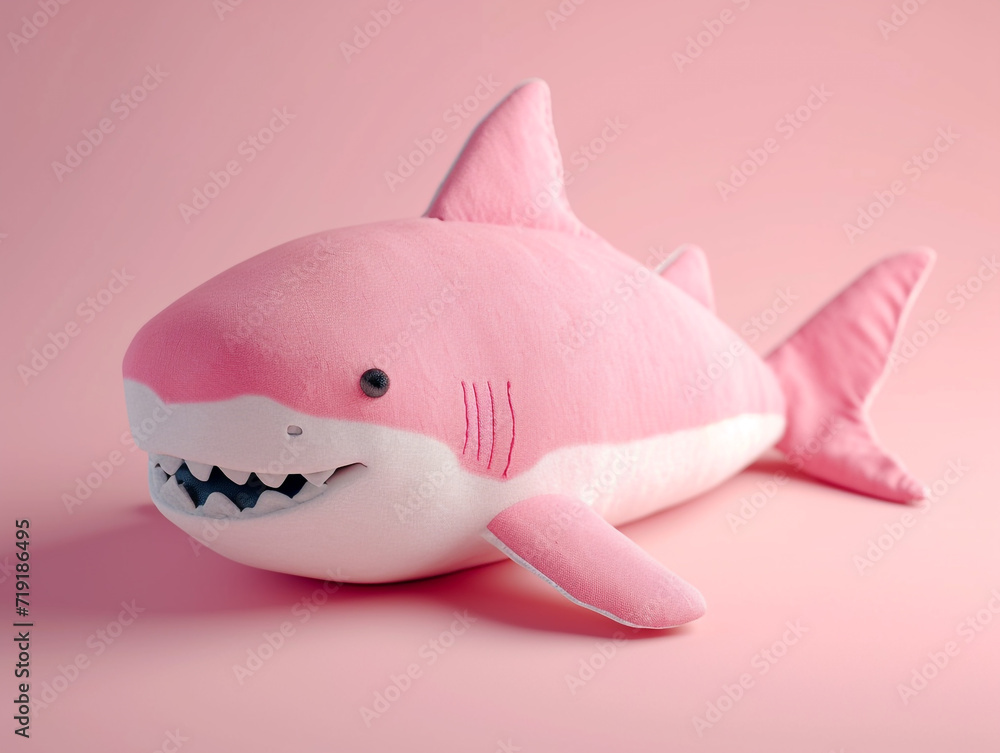 Cute kawaii squishy shark plush toy with realistic texture and visible ...