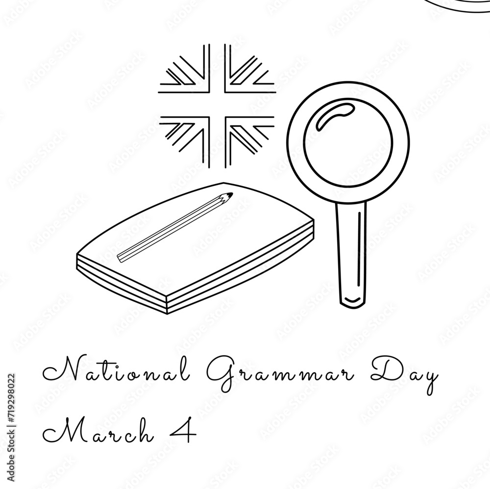 single line art of National Grammar Day good for National Grammar Day ...