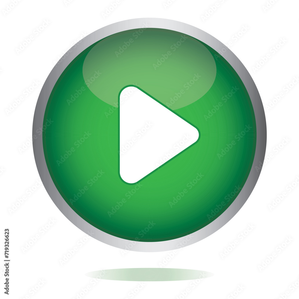 Glossy play green button. Green shiny play button sign Vector ...