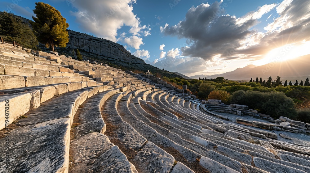 Spectator seats in the theater of ancient Greece. Wallpapers and ...