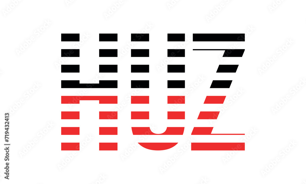 HUZ three initial letter iconic line negative space minimal logo design ...