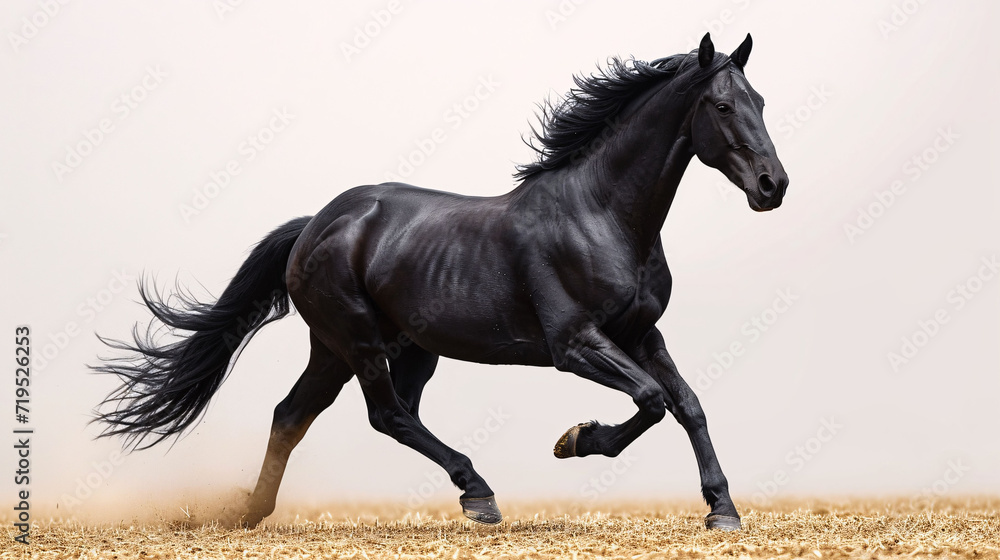 Black marwari horse is raring Stock Photo | Adobe Stock