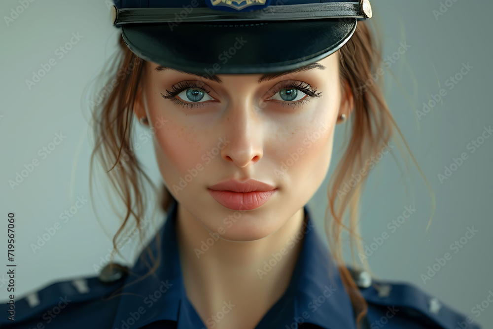 Female Police Officer Close-Up, Professional Law Enforcement, Intense ...