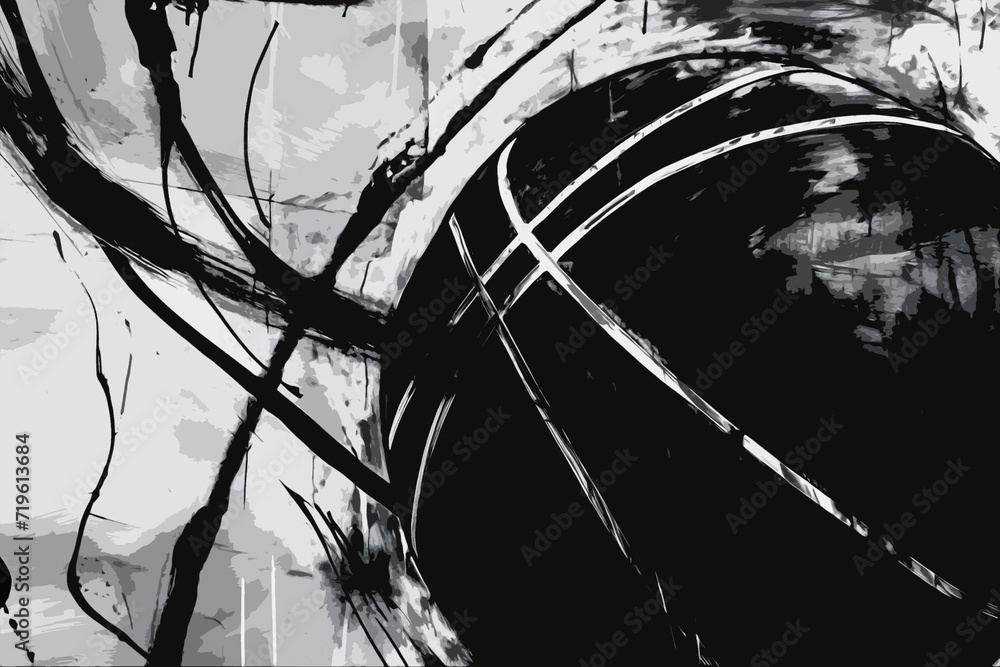 basketball player black and white abstract art Stock Illustration ...