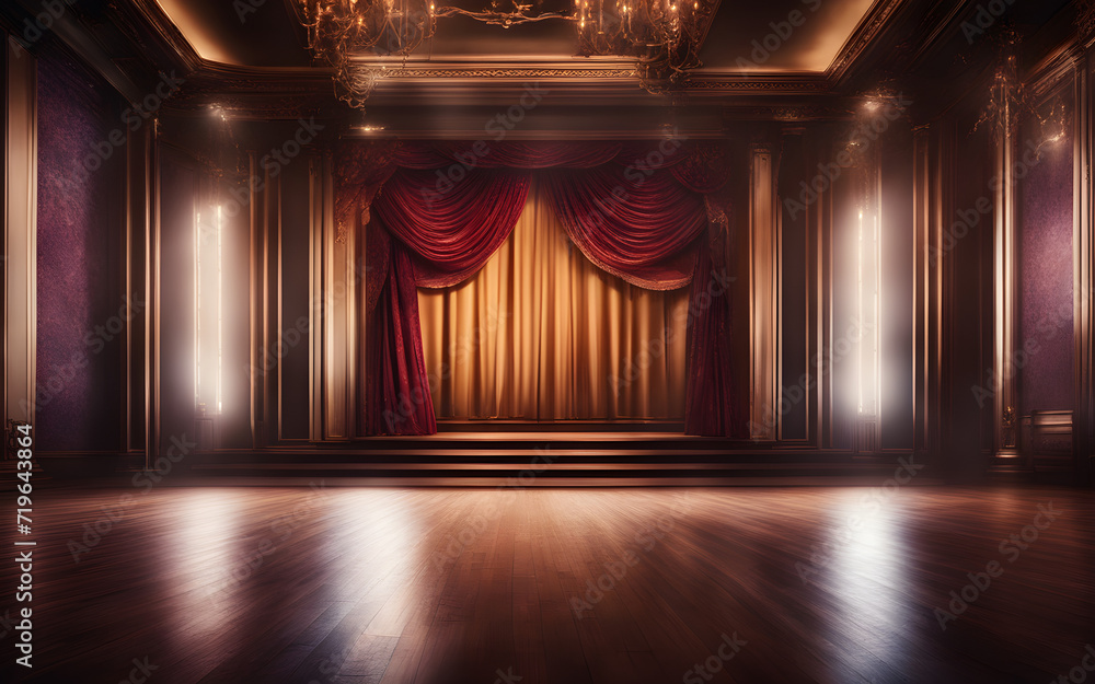 Artistic performances stage light background with spotlight illuminated ...