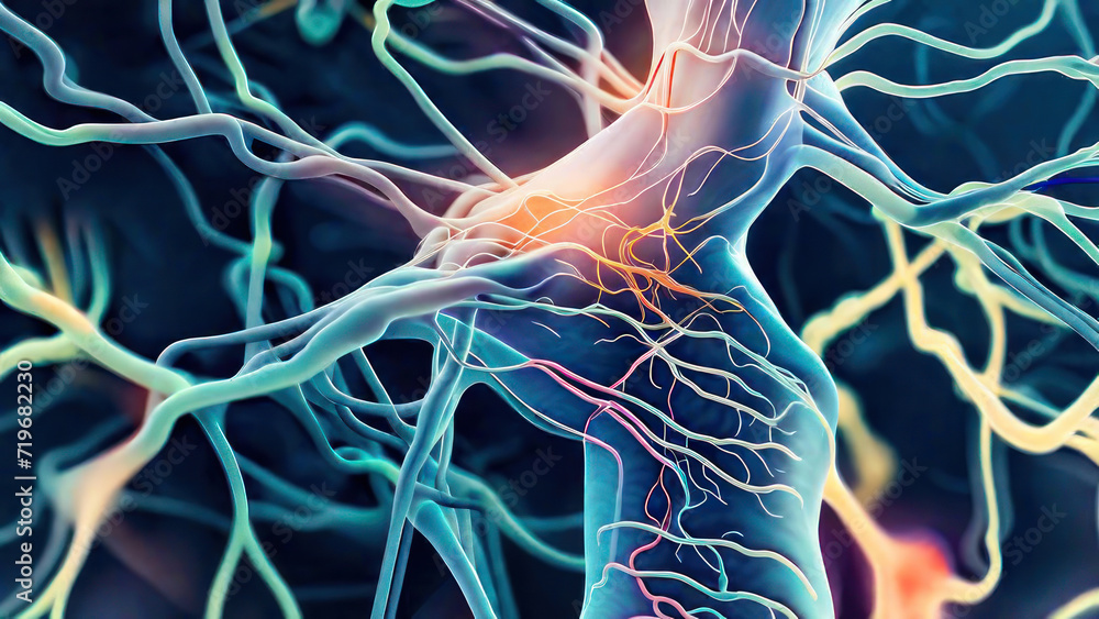 Illustration Stock Neuron body with dendrites and axons, structure of ...