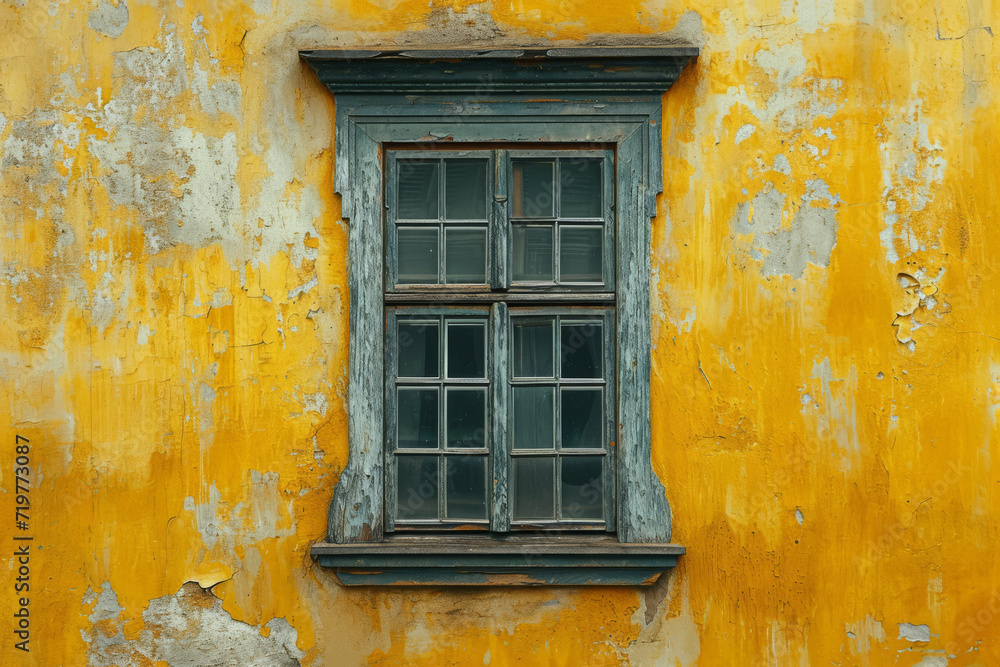 A slightly off-center window in an old house, adding quirky charm to ...