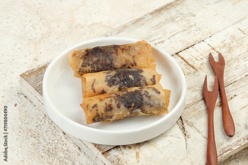 piscok or pisang coklat or chocolate banana spring roll is Indonesian ...