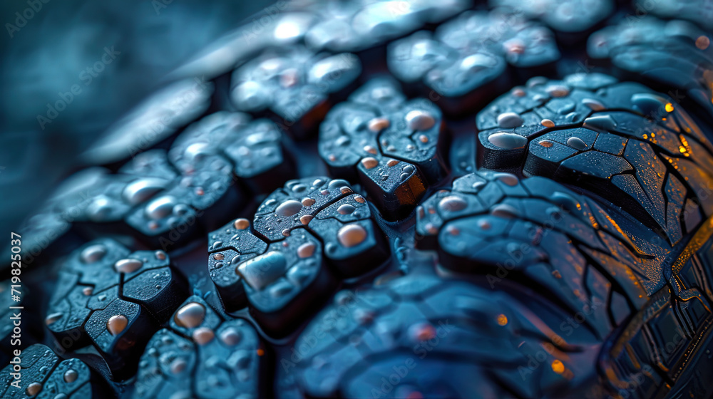 A tire with a snake leather texture a pattern that imitates the texture ...