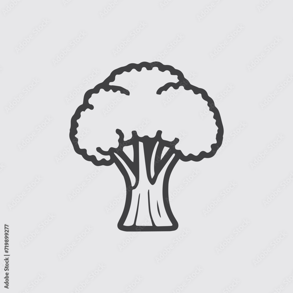Cartoon Broccoli Black Line White Background Stock Vector kids Coloring ...