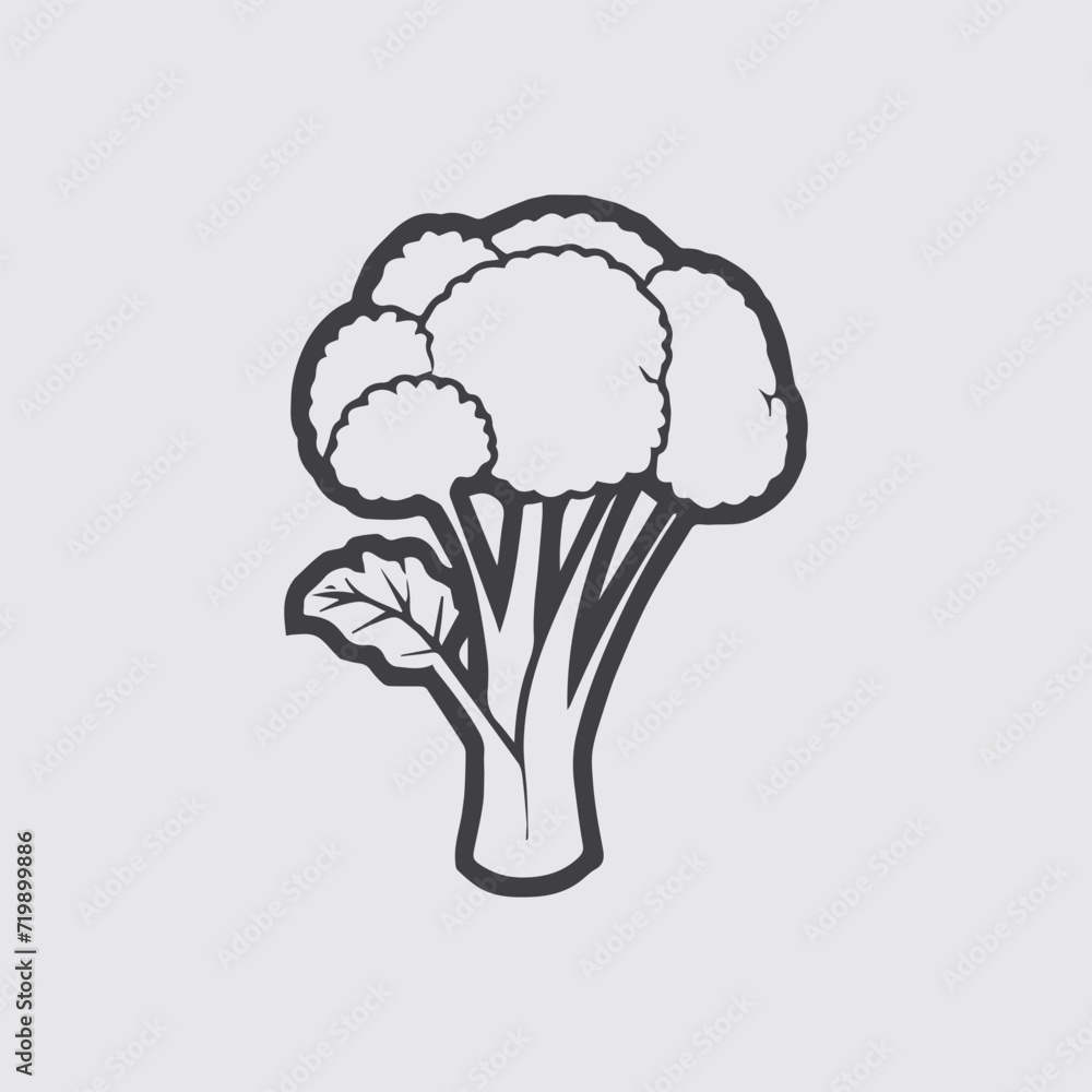 Cartoon Broccoli Black Line White Background Stock Vector kids Coloring ...