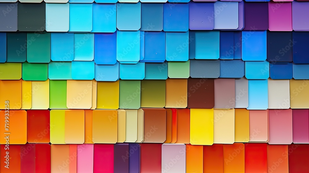 Color palette, swatches of different colors with brush and roller ...