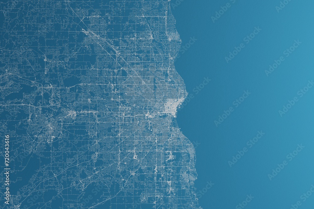 Map of the streets of Milwaukee (Wisconsin, USA) made with white lines ...