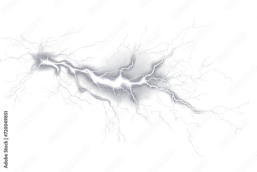 Realistic lightning strikes on transparent background, adding drama and ...