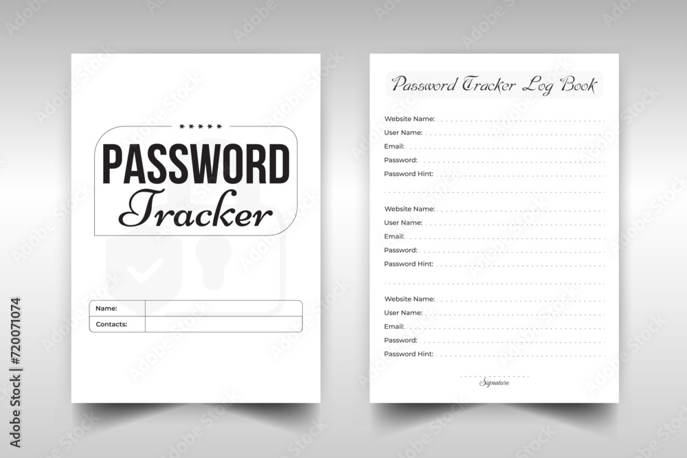 Password tracker logbook kdp interior print template for social media ...