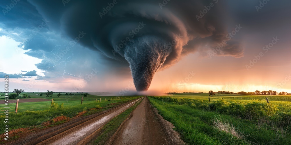 Powerful tornado and supercell thunder storm passing through some ...