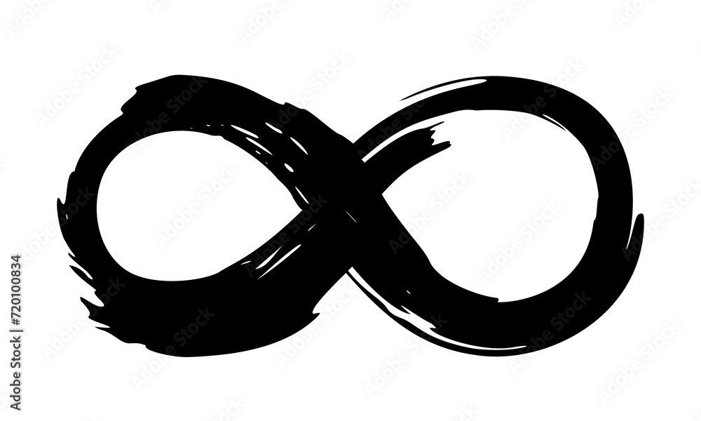 Infinity symbol hand painted with grunge brush stroke and black paint ...