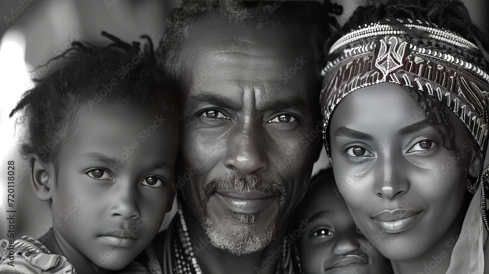 family group photo of Ethiopian native tribal family, generative ai ...