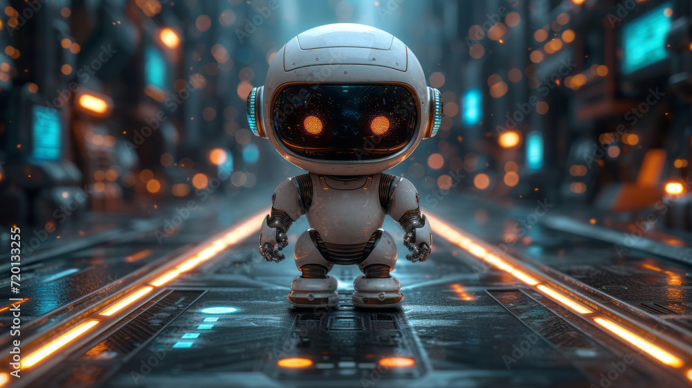 animated chatbot surrounded by floating communication platforms with a ...