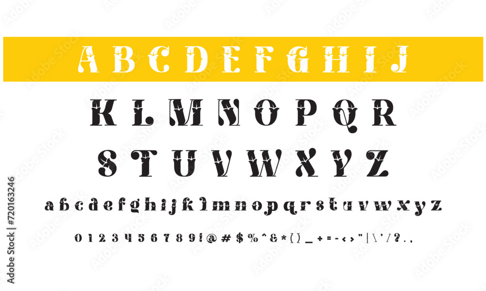Alphabet letters font set. Classic patterns, custom logos, poster ...