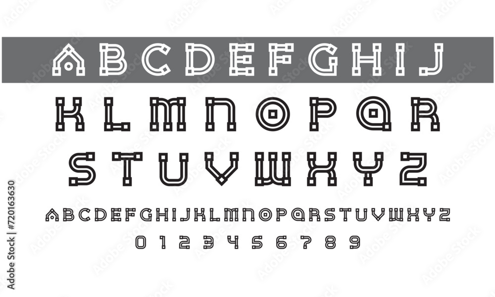 Alphabet letters font set. Classic patterns, custom logos, poster ...