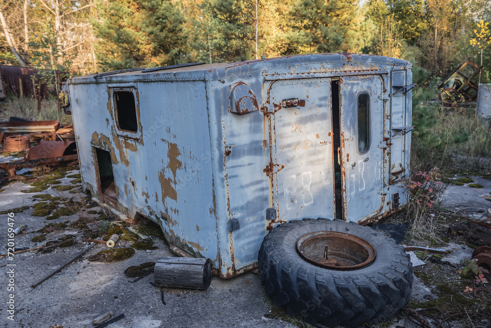 Stock-Foto „Chernobyl Zone, Ukraine - October 1, 2014: Remains in area ...
