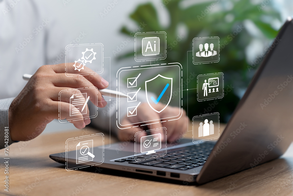 Standard Quality control and business management concept, Businessman ...