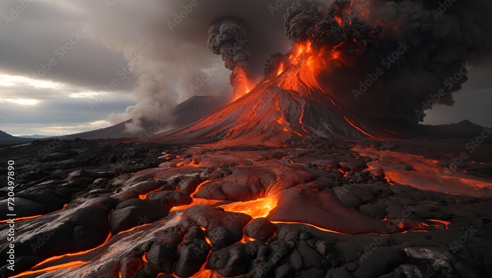 Inferno Unleashed. power of nature as incandescent lava erupts from a ...