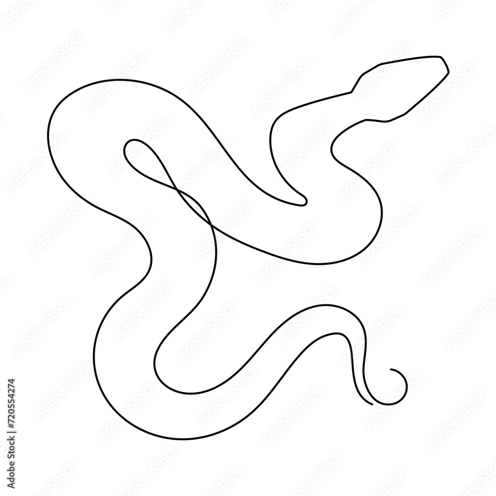 Snake one line art,hand drawn continuous drawing contour,symbol of new ...