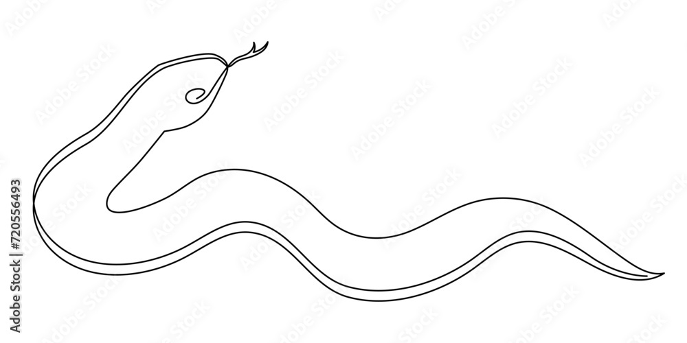 Snake one line art,hand drawn continuous drawing contour,symbol of new ...