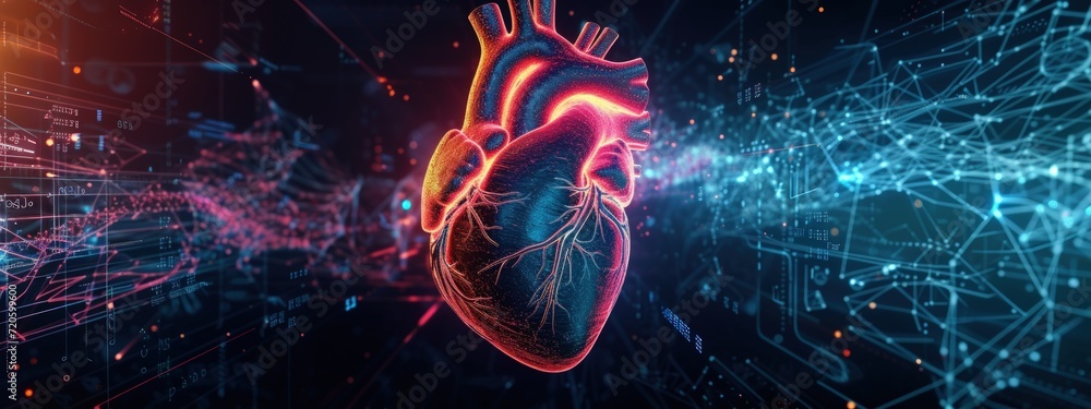Rendering 3D transparent heart cardiology with infographic virtual ...