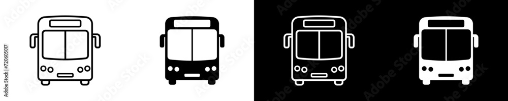 Bus Icons set. Public transport symbol. Isolated graphic front ...