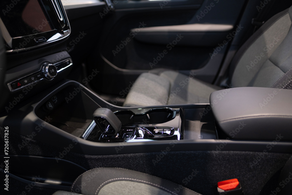 Interior, cockpit of volvo xc40 Recharge car, digital panel ...
