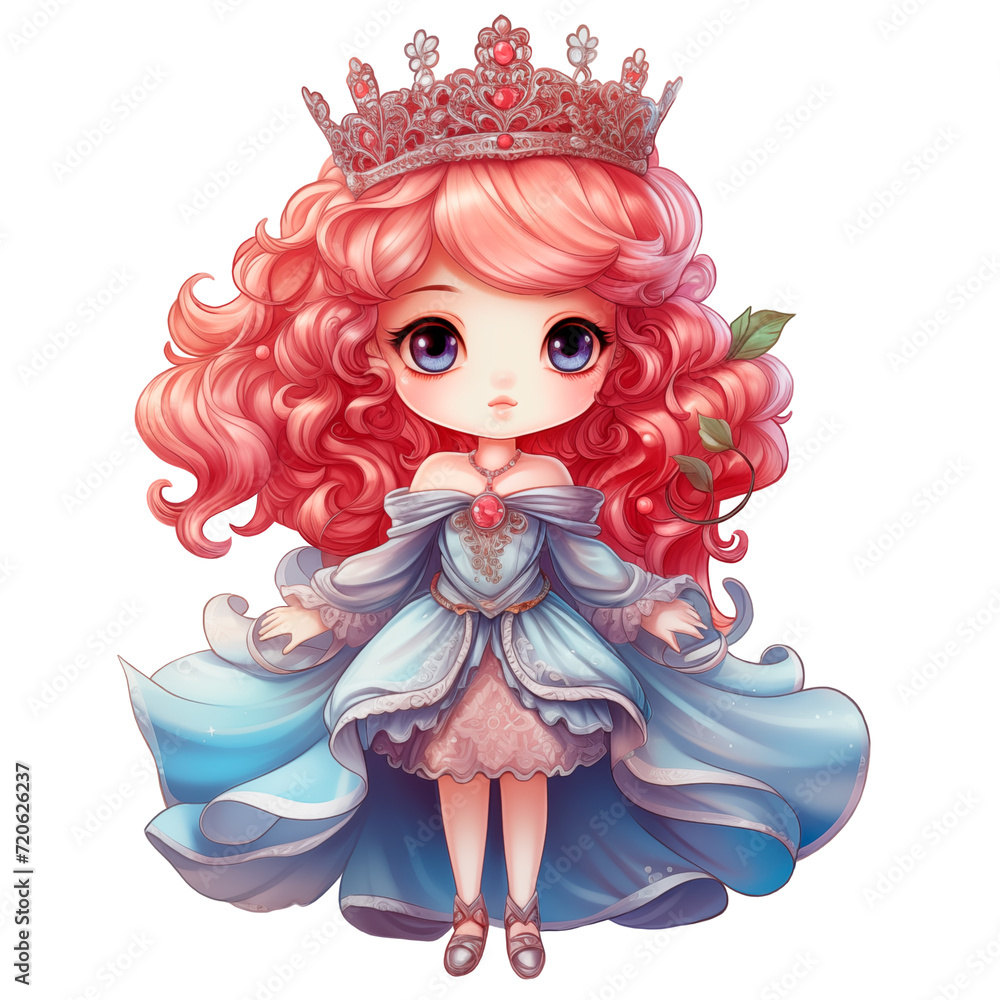 Little princess in a beautiful dress, illustration clipart on a ...