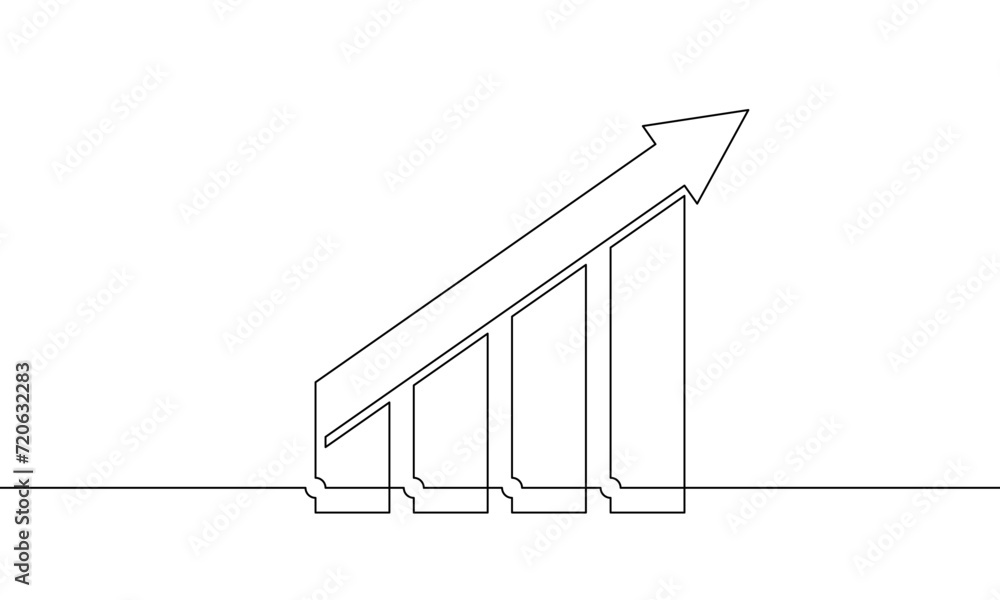 Single line art of arrow up. Continuous one line drawing of graph ...