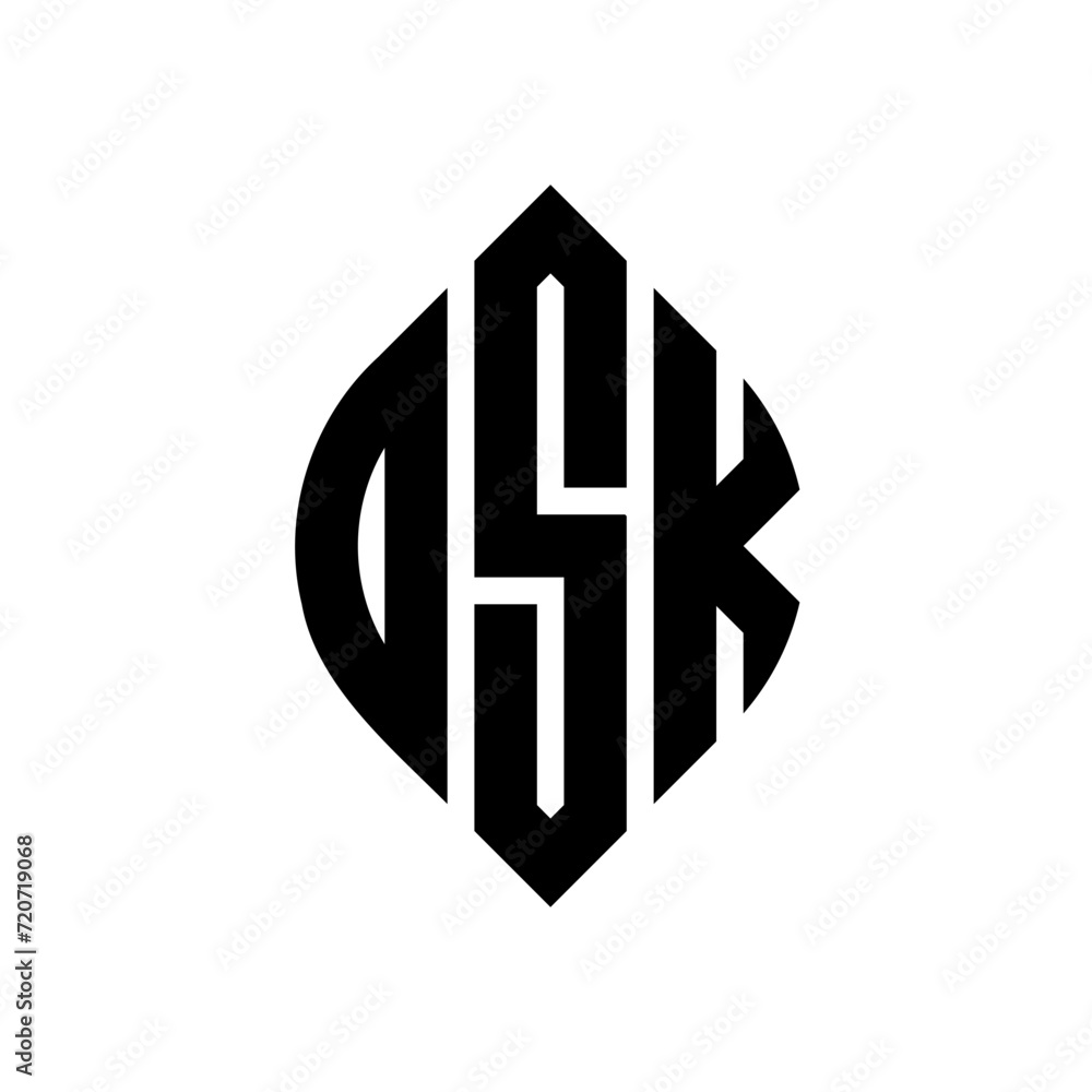 DSK circle letter logo design with circle and ellipse shape. DSK ...