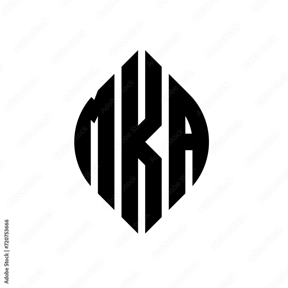 MKA circle letter logo design with circle and ellipse shape. MKA ...